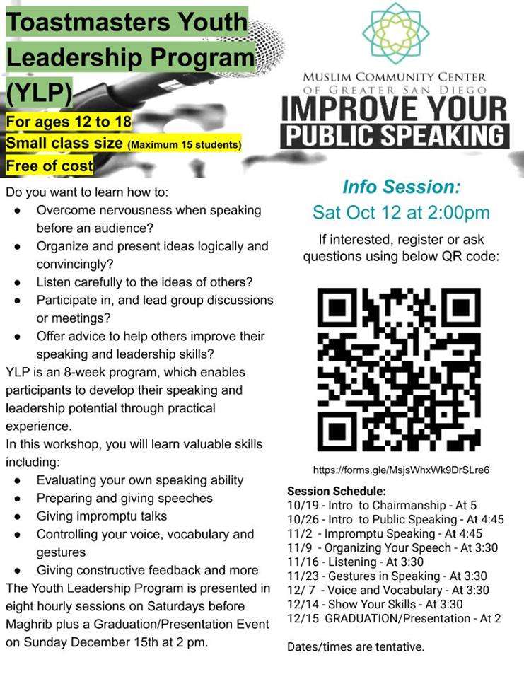 Toastmasters Youth Leadership Program – Muslim Community Center of ...