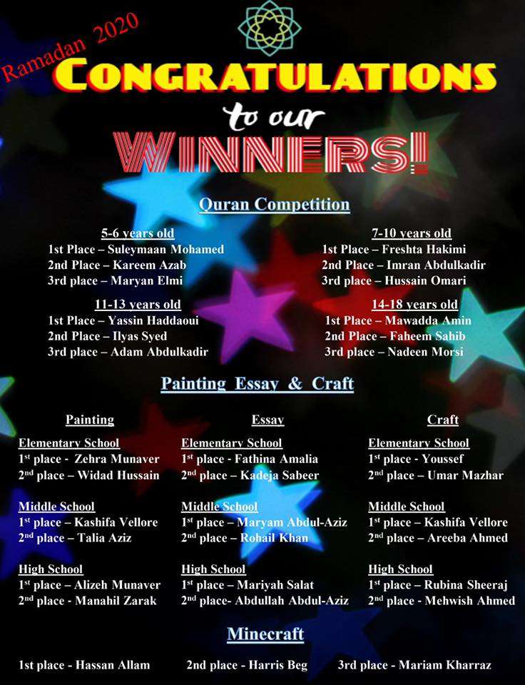 Ramadan Contests Winners – Muslim Community Center of Greater San Diego